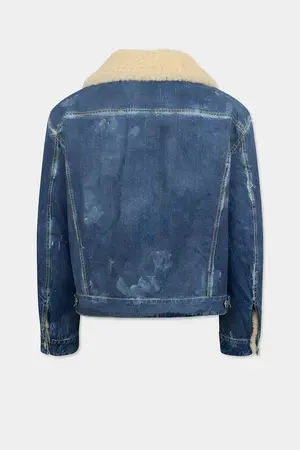 Dsquared2 Dark Frosted Shearling Jean Jacket