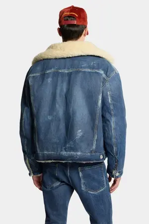 Dsquared2 Dark Frosted Shearling Jean Jacket