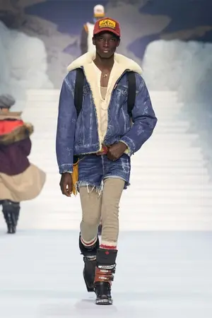 Dsquared2 Dark Frosted Shearling Jean Jacket