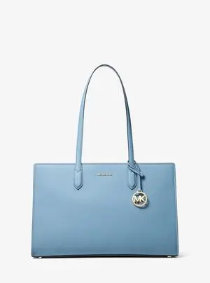 Michael Kors Scarlett Medium Textured Tote Bag In By - Blue