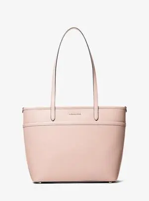 Michael Kors Marlowe Medium Pebbled Leather Pocket Tote Bag In By - Pink