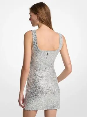 Michael Kors Rhinestone Embellished Scuba Mini Dress In Size By