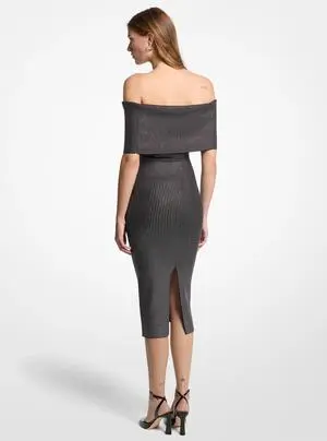 Michael Kors Studded Stretch Viscose Off-the-shoulder Dress In Size By
