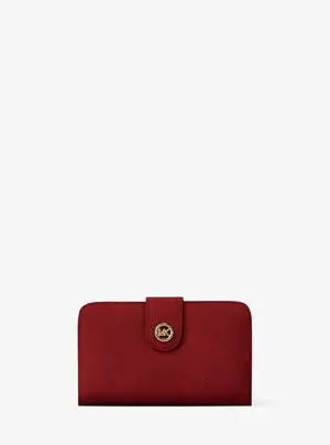 Michael Kors Mk Pop Charm Medium Nubuck Wallet In By - Red