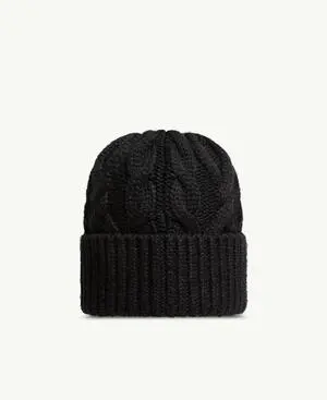 Moncler Cable Knit Logo Embroidered Beanie