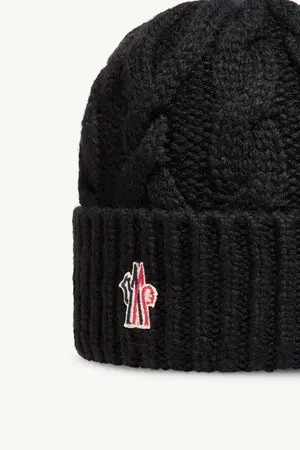 Moncler Cable Knit Logo Embroidered Beanie