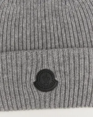 Moncler Ribbed Logo Beanie Hat
