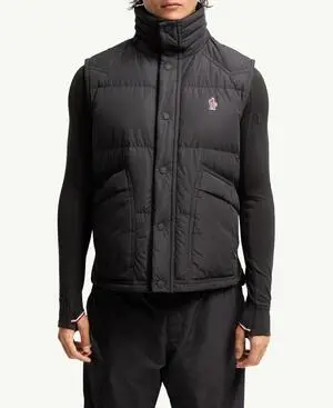 Moncler High-neck Button-up Gilet - Black