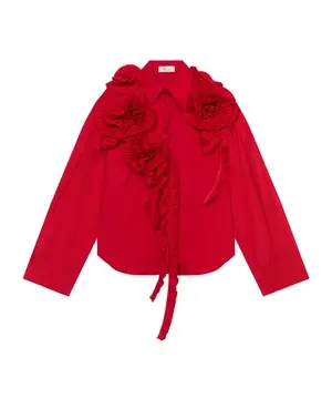 Blumarine Taffeta Shirt With 3d Roses