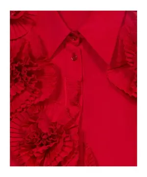 Blumarine Taffeta Shirt With 3d Roses