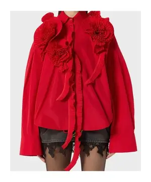 Blumarine Taffeta Shirt With 3d Roses