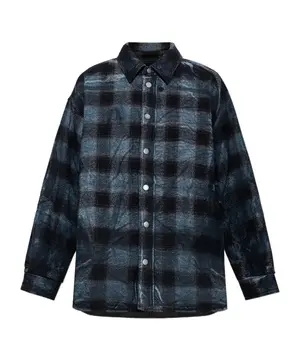 HAIKURE Galaxy Checked Overshirt - Navy Blue