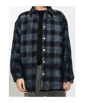 HAIKURE Galaxy Checked Overshirt - Navy Blue