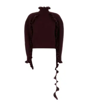 Blumarine Ruffled High-neck Knitted Top - Black