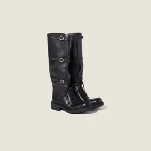 Miu Miu Leather Tall Boots - Black
