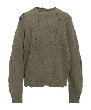 ALLSAINTS Niko Distressed Knitted Sweater - Gray