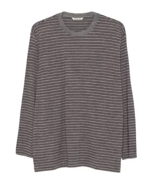Auralee Long-sleeved Striped T-shirt - Polychromatic Stripe