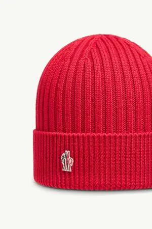 Moncler Ribbed Logo Beanie Hat