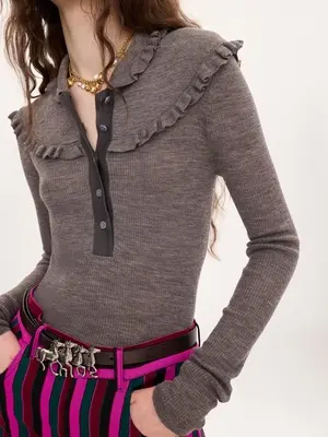 Chloé Fitted Knit Henley Shirt