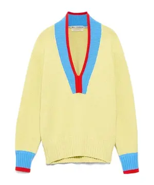 J.W.ANDERSON Jw Anderson Contrast Trim V-neck Knitted Sweater - Maize