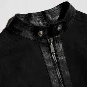Gucci Gg-jacquard Leather-trim Bomber Jacket