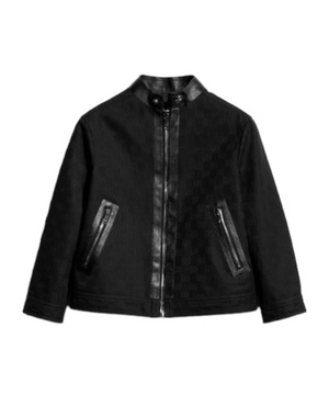 Gucci Gg-jacquard Leather-trim Bomber Jacket - Black