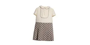 Gucci Gg Supreme Peter Pan Collar Dress - Beige/blue