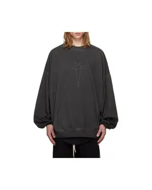 Rick Owens Geth Pentagram-print Crewneck T-shirt - Faded Black/silver