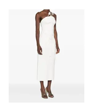 Cult Gaia Jilly Floral-appliqué One-shoulder Midi Dress - White