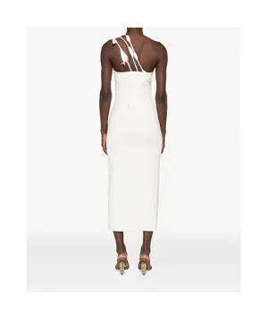Cult Gaia Jilly Floral-appliqué One-shoulder Midi Dress - White
