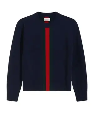 Gucci Web Stripe Wool Sweater - Dark Blue
