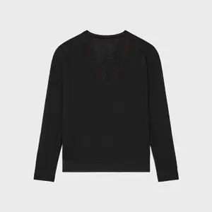Celine V-neck Sweater In Cashmere - Black/orange