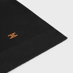 Celine V-neck Sweater In Cashmere - Black/orange