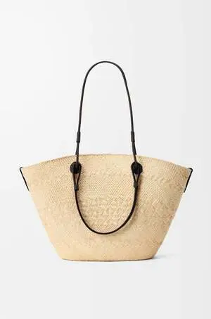 Loewe Medium Anagram Basket Bag In Iraca Palm And Calfskin