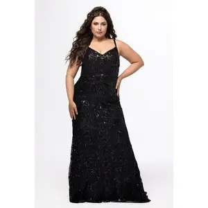 SYDNEY'S CLOSET Fitted Stretch Sequin Formal Dress - Black