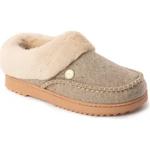 DEARFOAMS Nyla Plaid Moccasin Toe Clog Slippers - Fossil