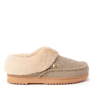 DEARFOAMS Nyla Plaid Moccasin Toe Clog Slippers - Fossil