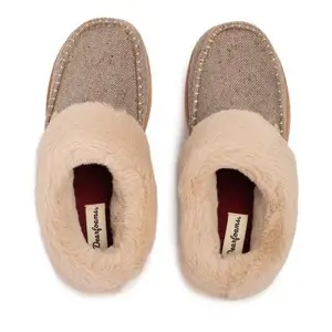 DEARFOAMS Nyla Plaid Moccasin Toe Clog Slippers - Fossil