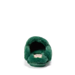 DEARFOAMS Holiday Fur Shaped Tab Scuff Slippers - Spruce