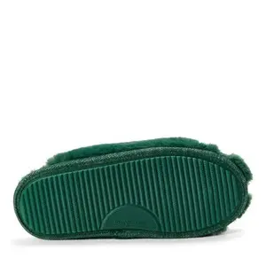 DEARFOAMS Holiday Fur Shaped Tab Scuff Slippers - Spruce