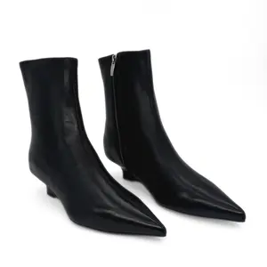 AMIE RAFA Jody Leather Wedge Boots - Black