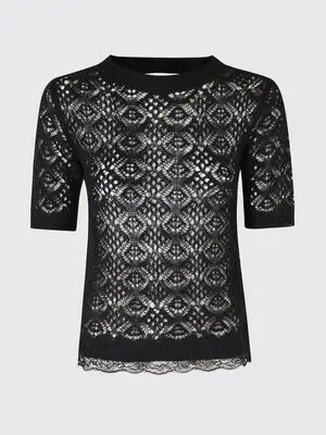 ERMANNO FIRENZE Openwork Knit Viscose Top With Crew Neck