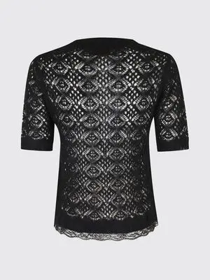 ERMANNO FIRENZE Openwork Knit Viscose Top With Crew Neck