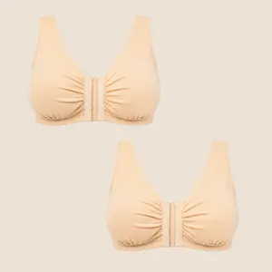 MEADOW Ease Cotton Front Closure Bra For Mastectomy 2-pack - Buff