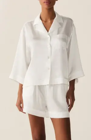 PETITE PLUME Olivia Silk Pajamas - White