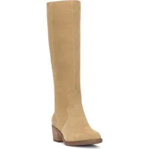 Lucky Brand Frahna Leather Knee High Boot - Medium Beige
