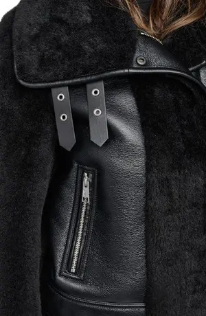Andrew Marc Kemsley Faux Leather & Faux Shearling Moto Jacket