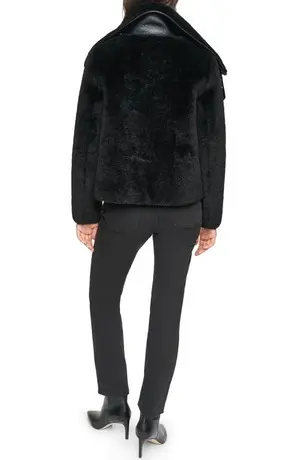 Andrew Marc Kemsley Faux Leather & Faux Shearling Moto Jacket