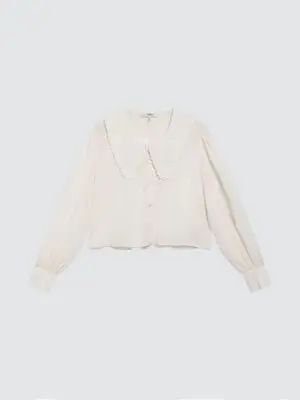 Chloé Pure Silk Sailor Collar Shirt With Gathered Shoulders