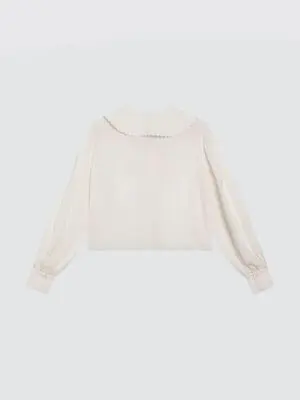 Chloé Pure Silk Sailor Collar Shirt With Gathered Shoulders